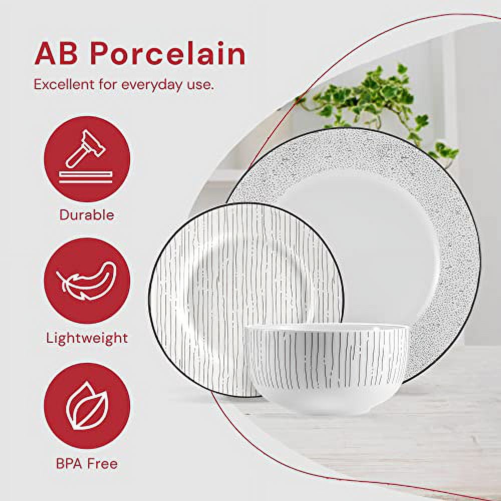 Safdie & Co. - Plain White Plates and Bowls Sets, Modern Dinnerware Set ...