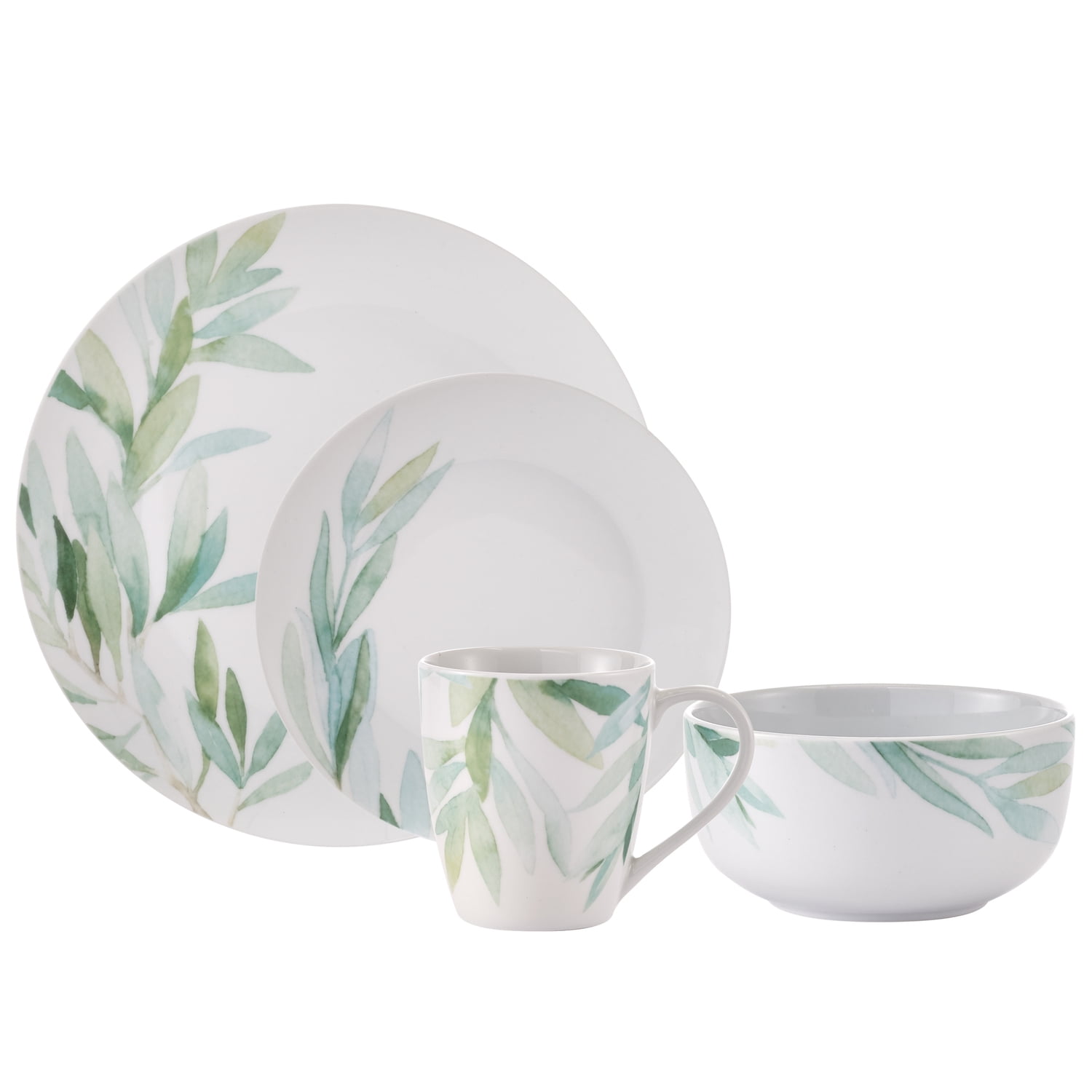 Safdie & Co. Porcelain Dinnerset 16 Piece Porcelain Foliage - Walmart.com
