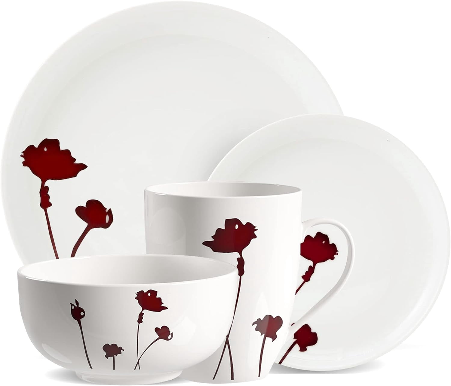Safdie & Co. - Scarlet Plates and Bowls Sets, Modern Dinnerware Set ...