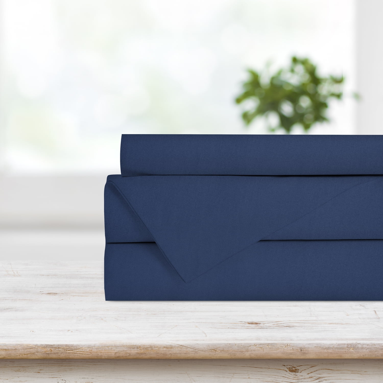 Safdie & Co. Solid 4 Piece Double Navy Sheet Set - Walmart.com