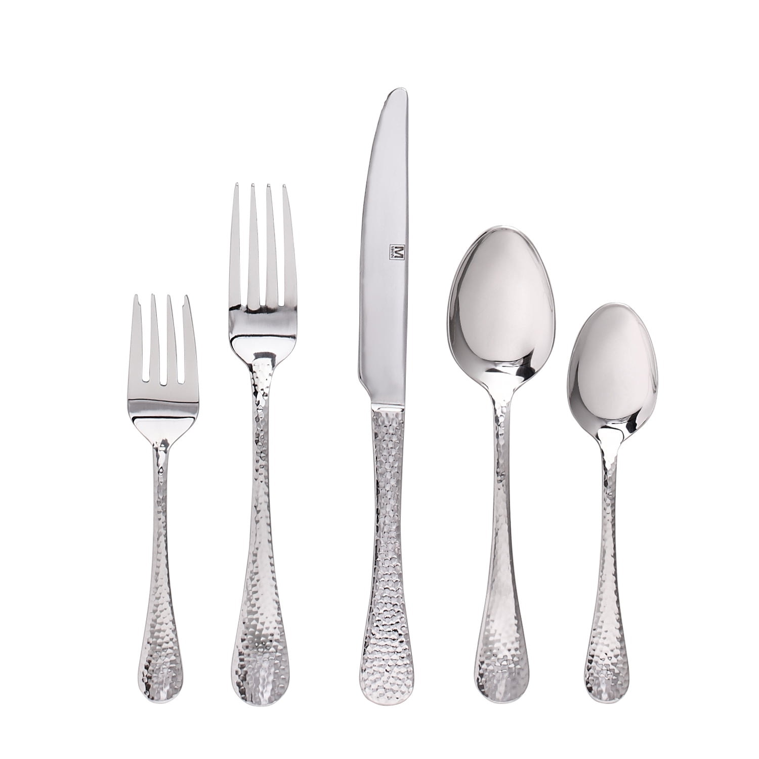 Safdie & Co. 20-Piece Hammered Stainless Steel Flatware Set, Polaris ...