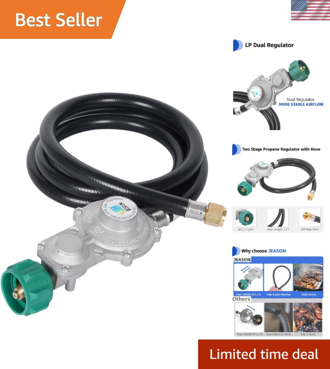 Safe 2-Stage Propane Regulator for Stoves and Fireplaces - Secure ...