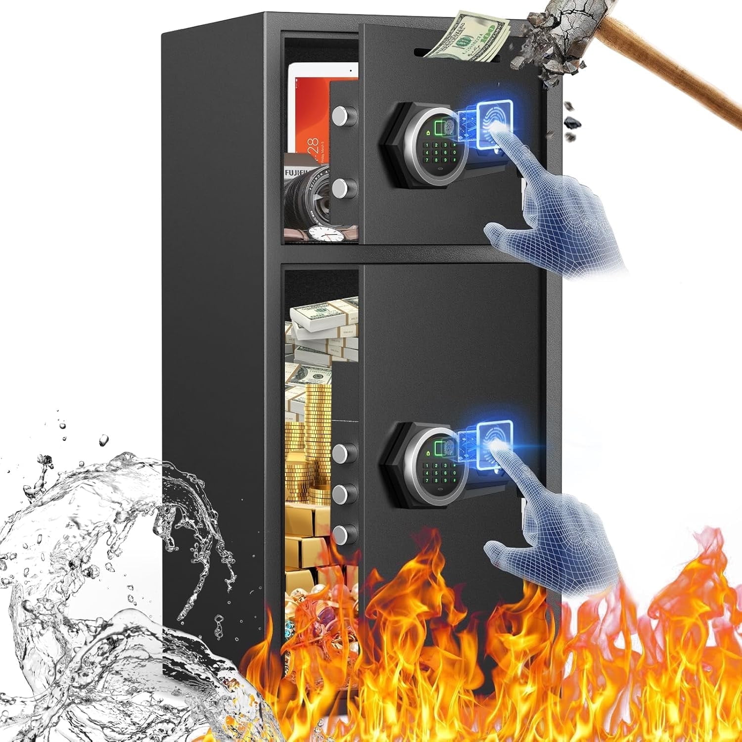 Safe 6.5 Cuft Large Fire Safe Home, With Silent Function And Led Lights ...