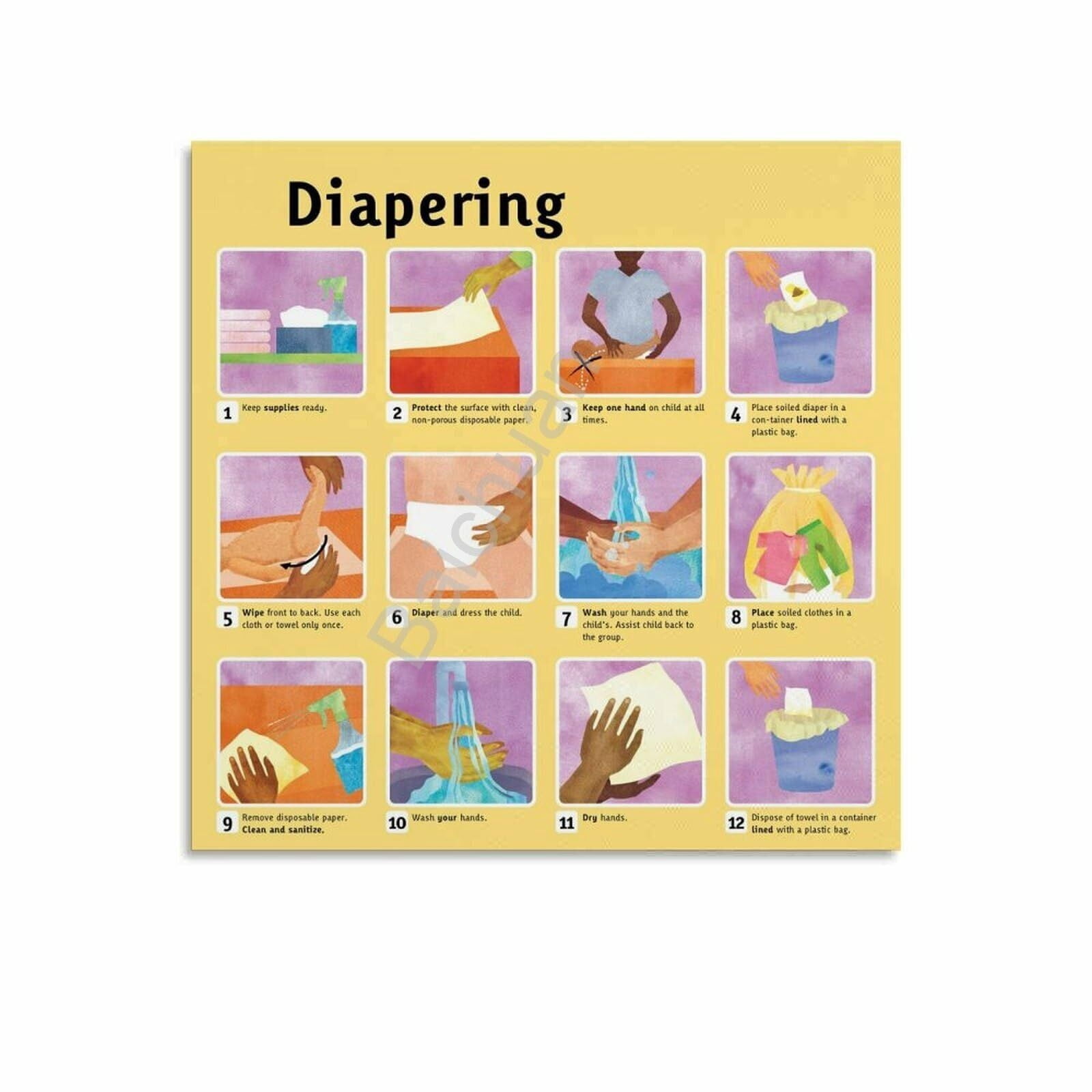 Safe And Healthy Diaper Changes Guide Poster (10) Canvas Painting Wall ...