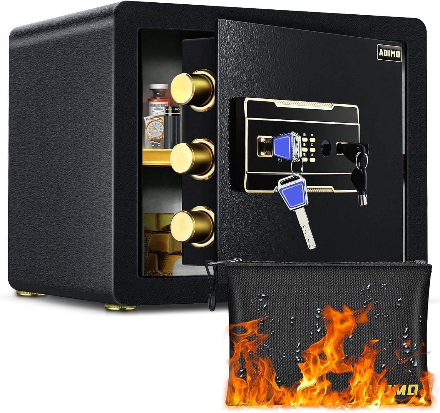 Safe Box, 1.2 Cubic Feet Security Safe with Fireproof Waterproof Money ...