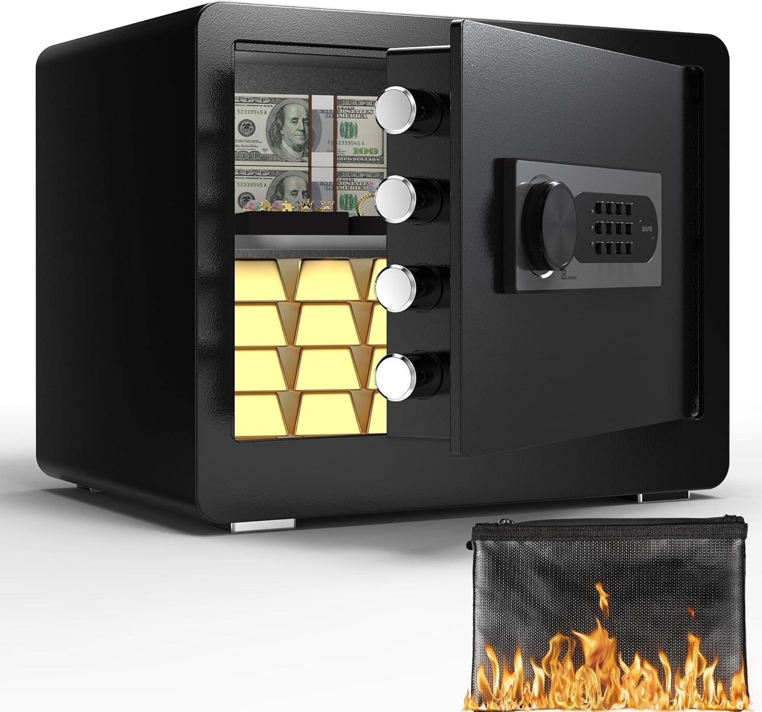 Safe Box, 1.4 Cubic Safe with Fireproof Bag, Safe Box for Valuables ...