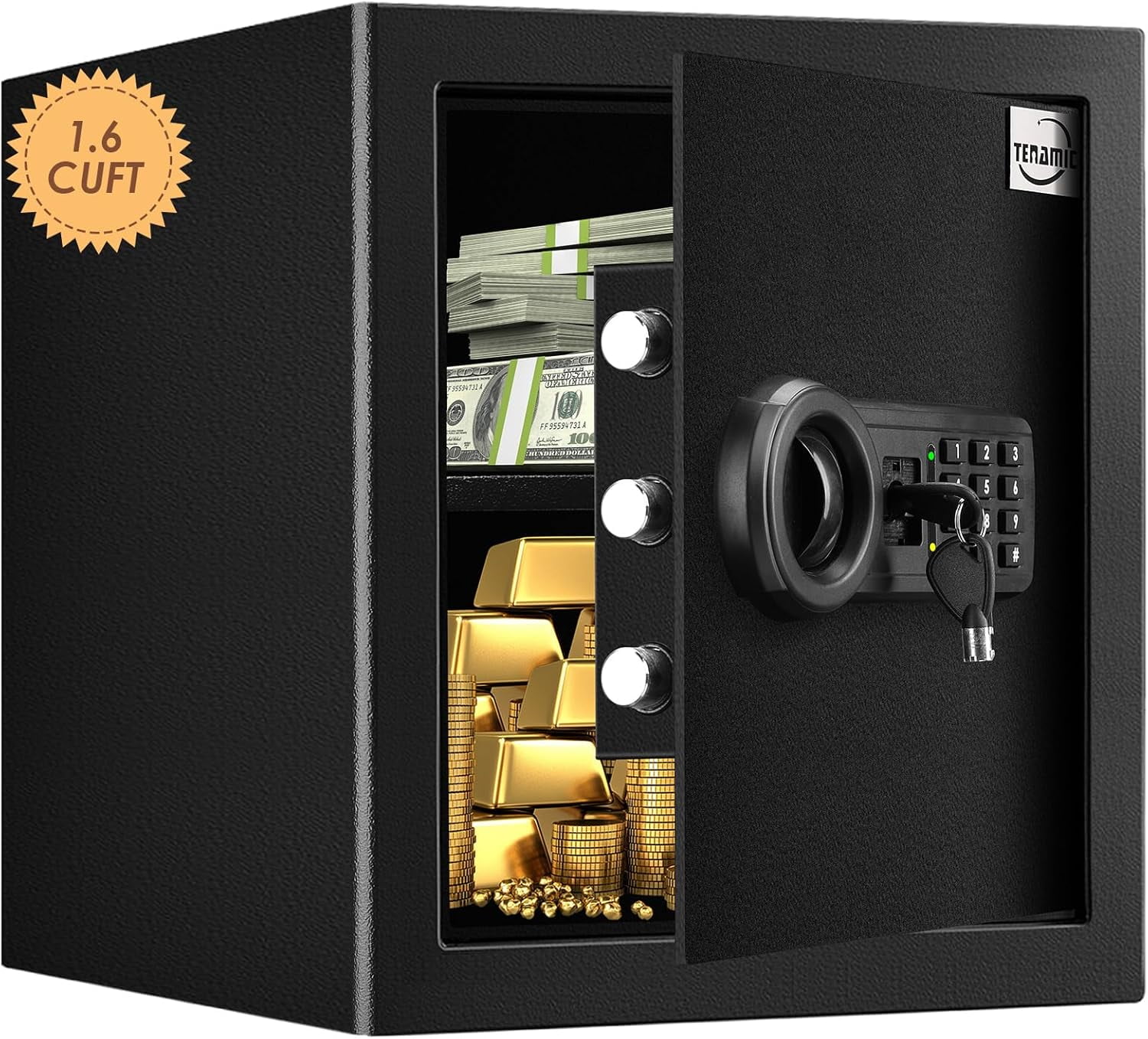 Safe Box 1.6 Cuft Fireproof Waterproof Home Safe, Keypad Medium Lock ...