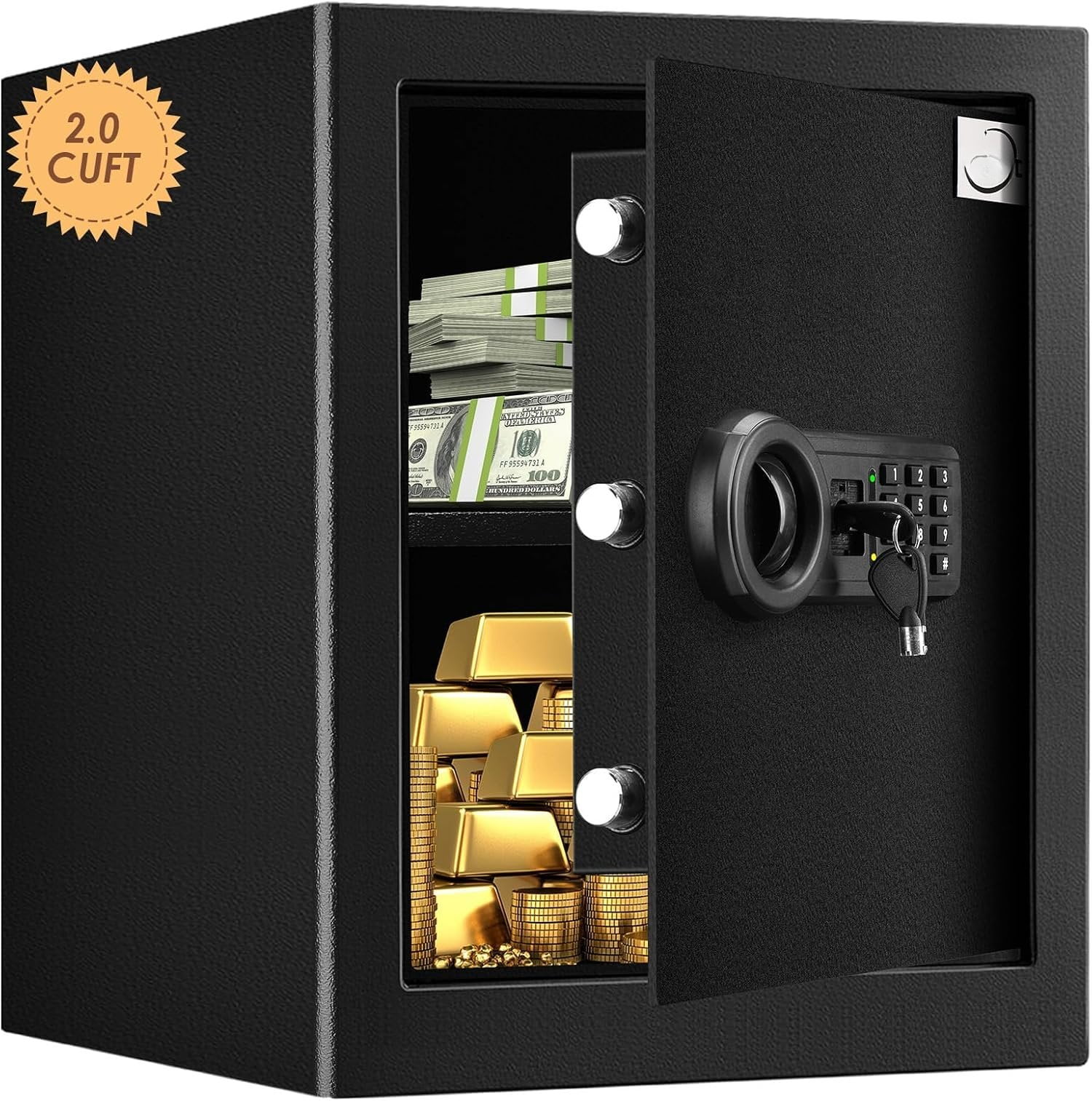 Safe Box 2.0 Cuft Fireproof Safe, Keypad Large Lock Box Cabinet Safes ...