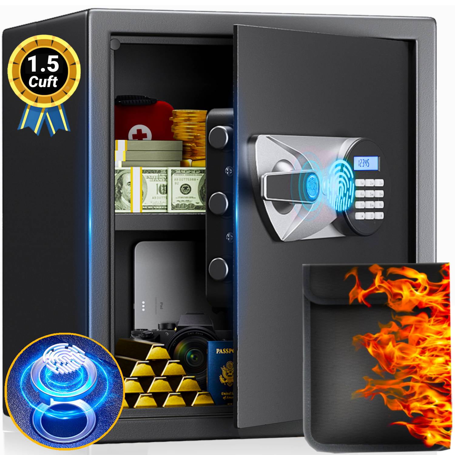 Safe Box,Blacksmith 1.5Cuft Biometric Safes Lock Box with Fingerprint ...