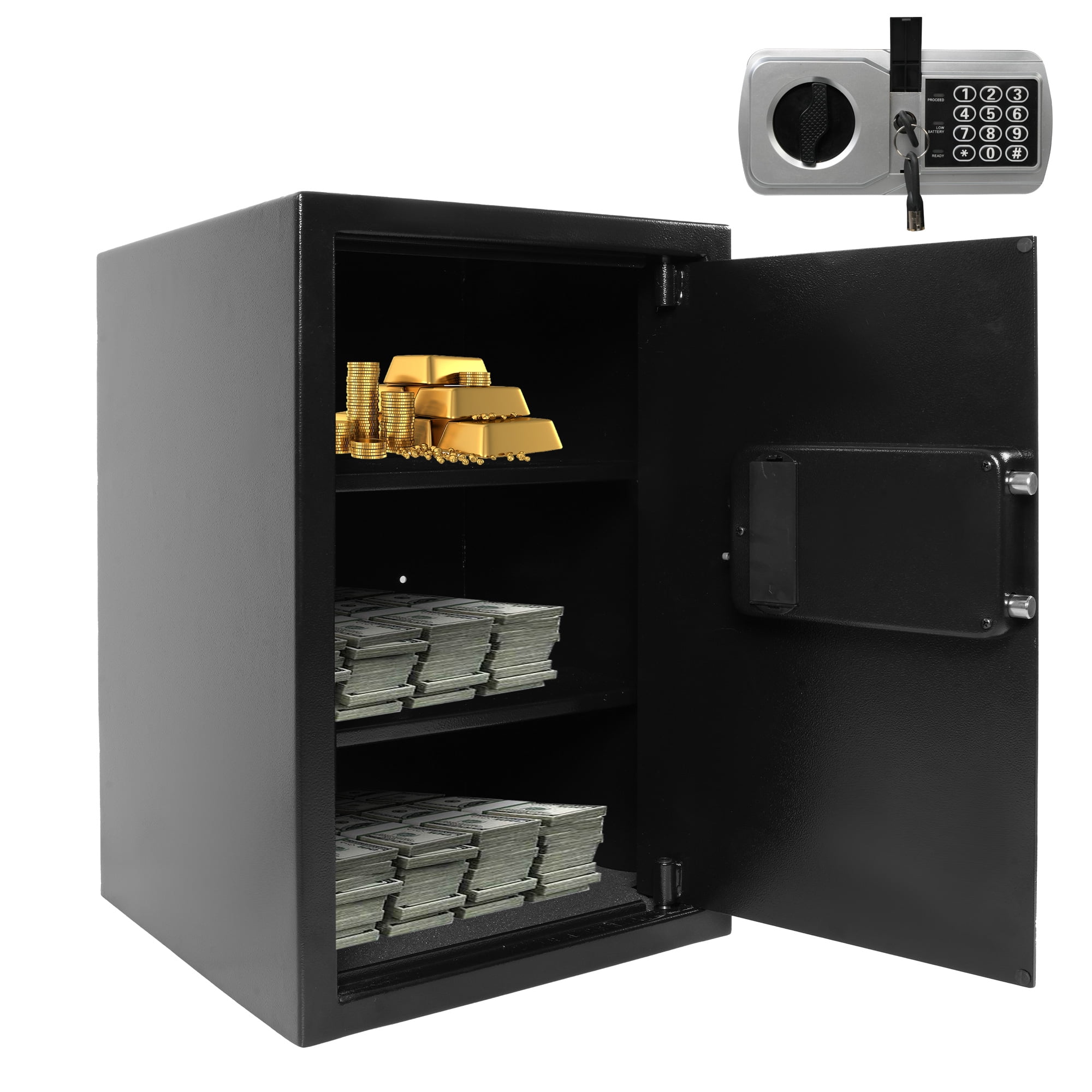 Safe Box with Digital Lock and Removable Shelf, Money Safe Box with ...