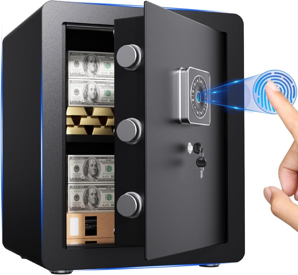 Safe Box Fire Box For Home With Biometric,2 Cubic Safety Box For Money, Jewelry, Documents,With ...