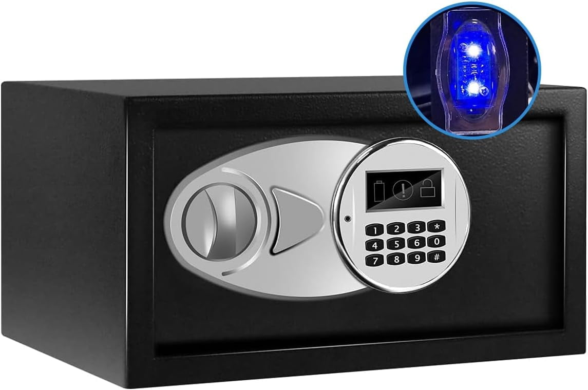 Safe Box with Sensor Light,Hidden Safe Box with Key & Digital Lock for ...
