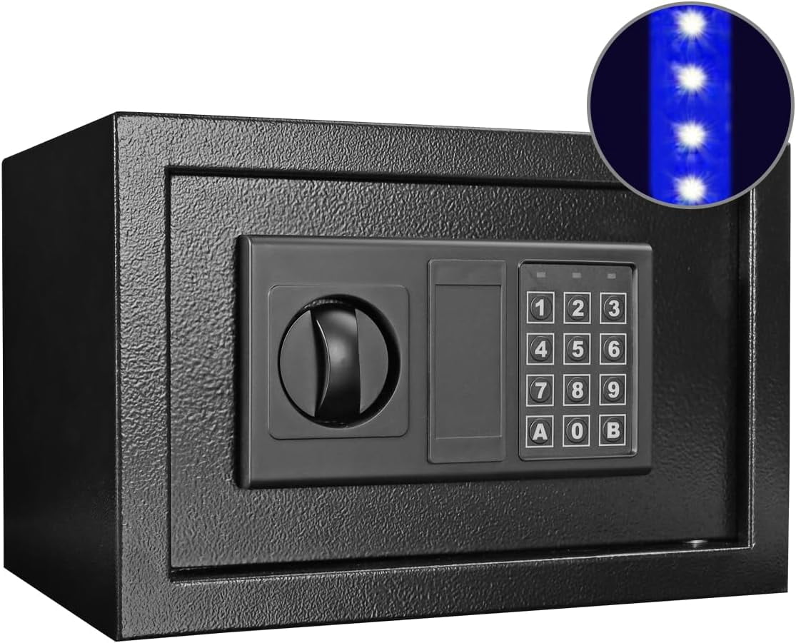 Safe Box with Sensor Light, Security Safe Steel Construction Hidden ...