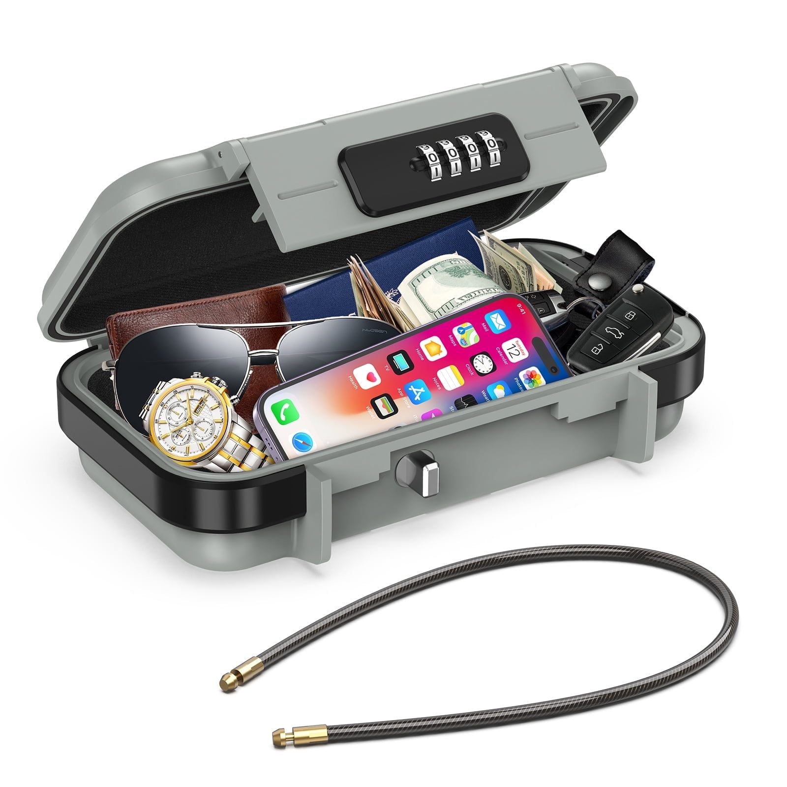 AMIR Portable Safety Safe Box, Waterproof Anti-Theft for Cash, Jewelry ...