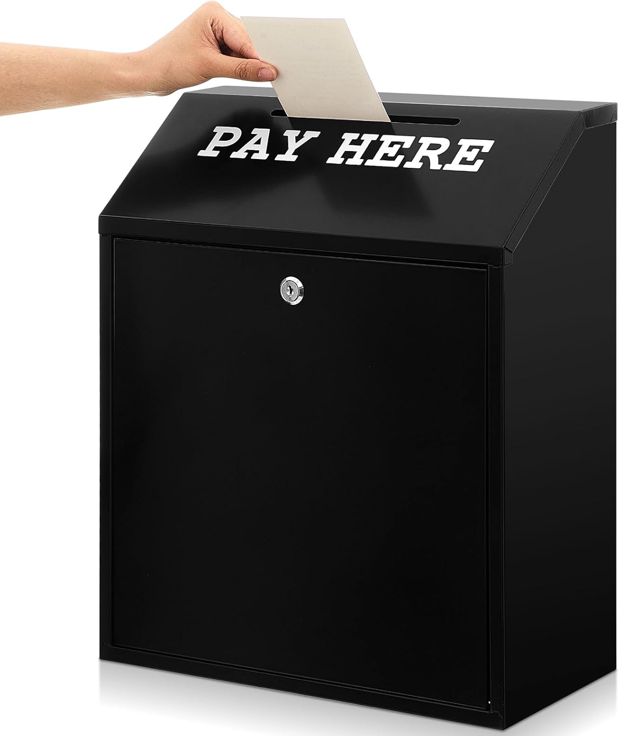 Safe Cash Box Money Collection Metal Donation Box with Lock Wall Mount ...