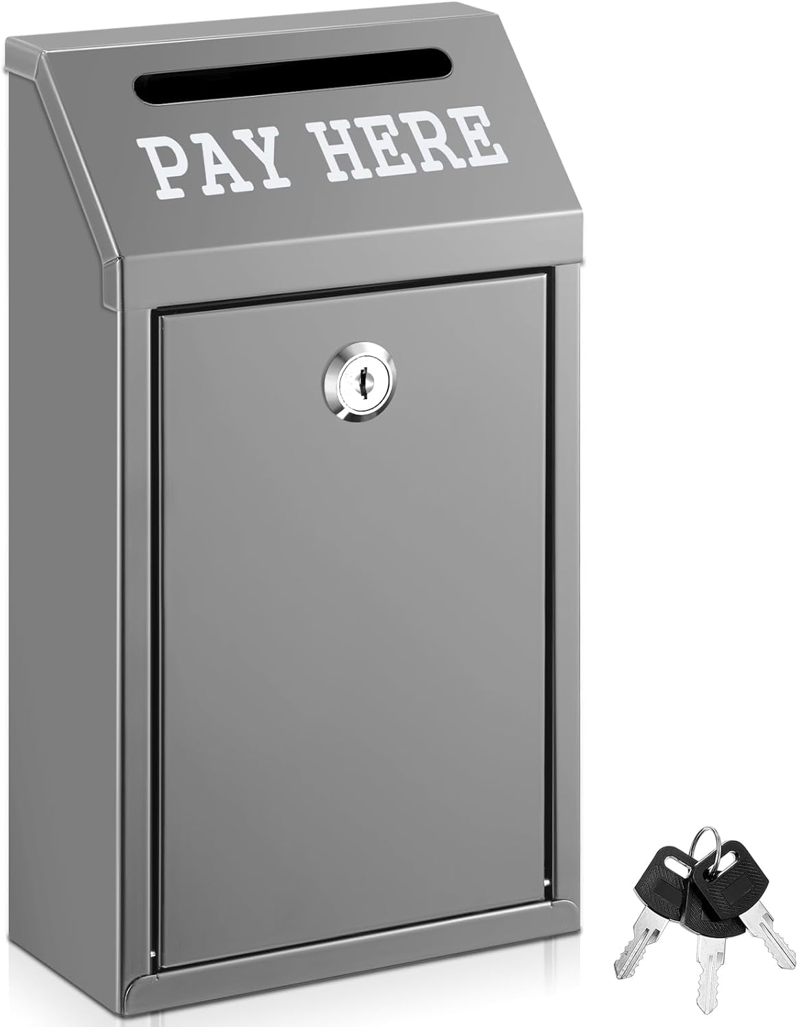 Safe Cash Box Money Collection Metal Donation Box with Lock Wall Mount ...