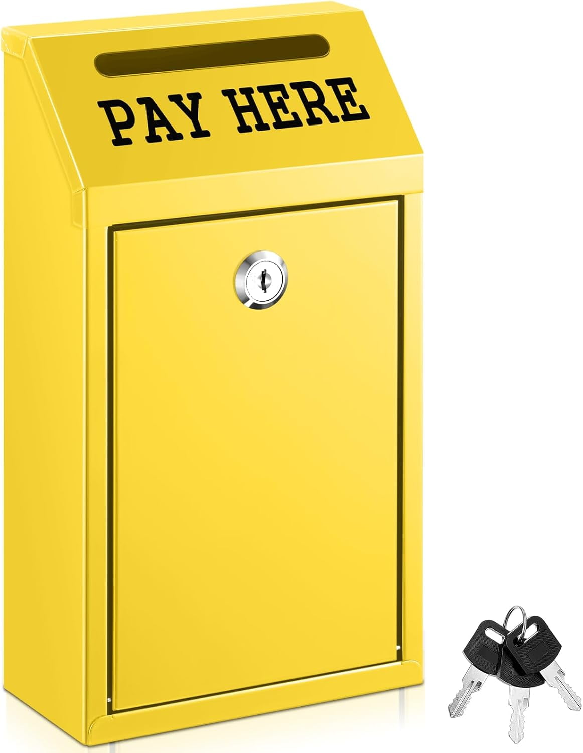 Safe Cash Box Money Collection Metal Donation Box with Lock Wall Mount ...