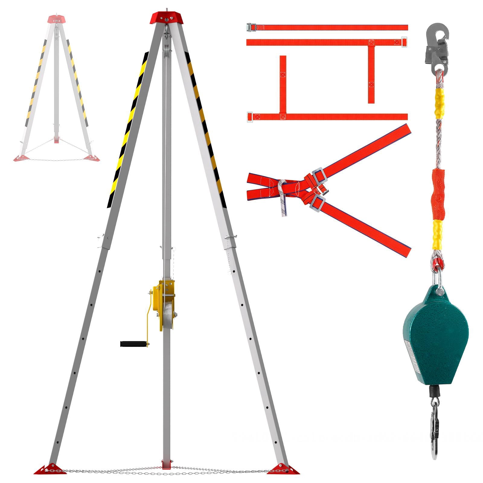 Safe Confined Space Tripod Kit, 2600 LBS Tractive Force, 7' Legs, 98 ...