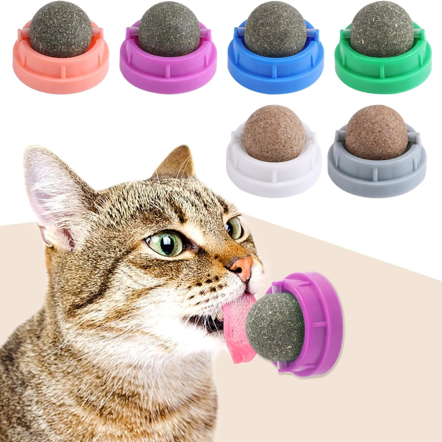 Safe and Engaging Set of 6 Interactive Lickable Catnip Balls for Cats ...