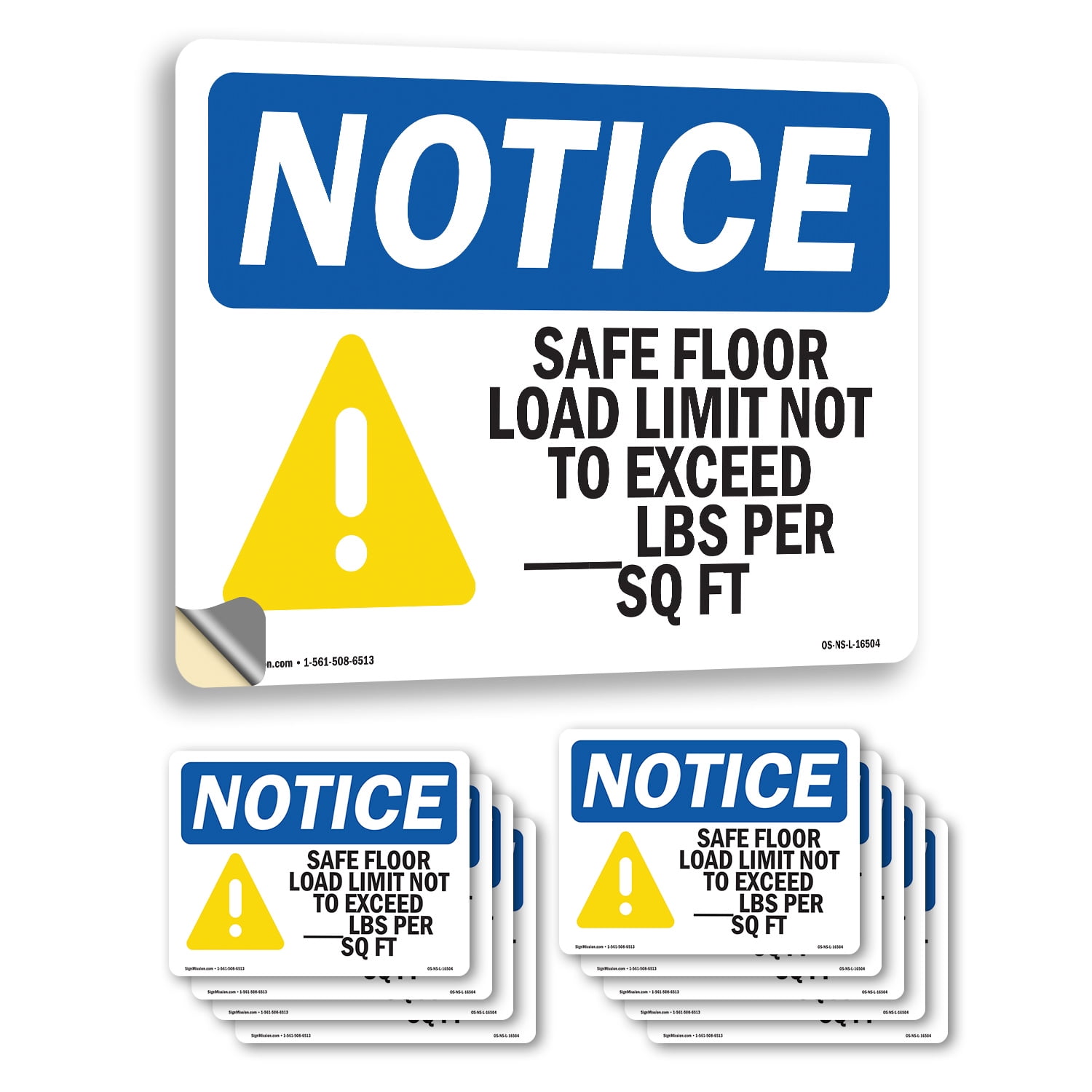 Safe Floor Load Limit Not To Exceed Custom OSHA Notice Vinyl Decal ...