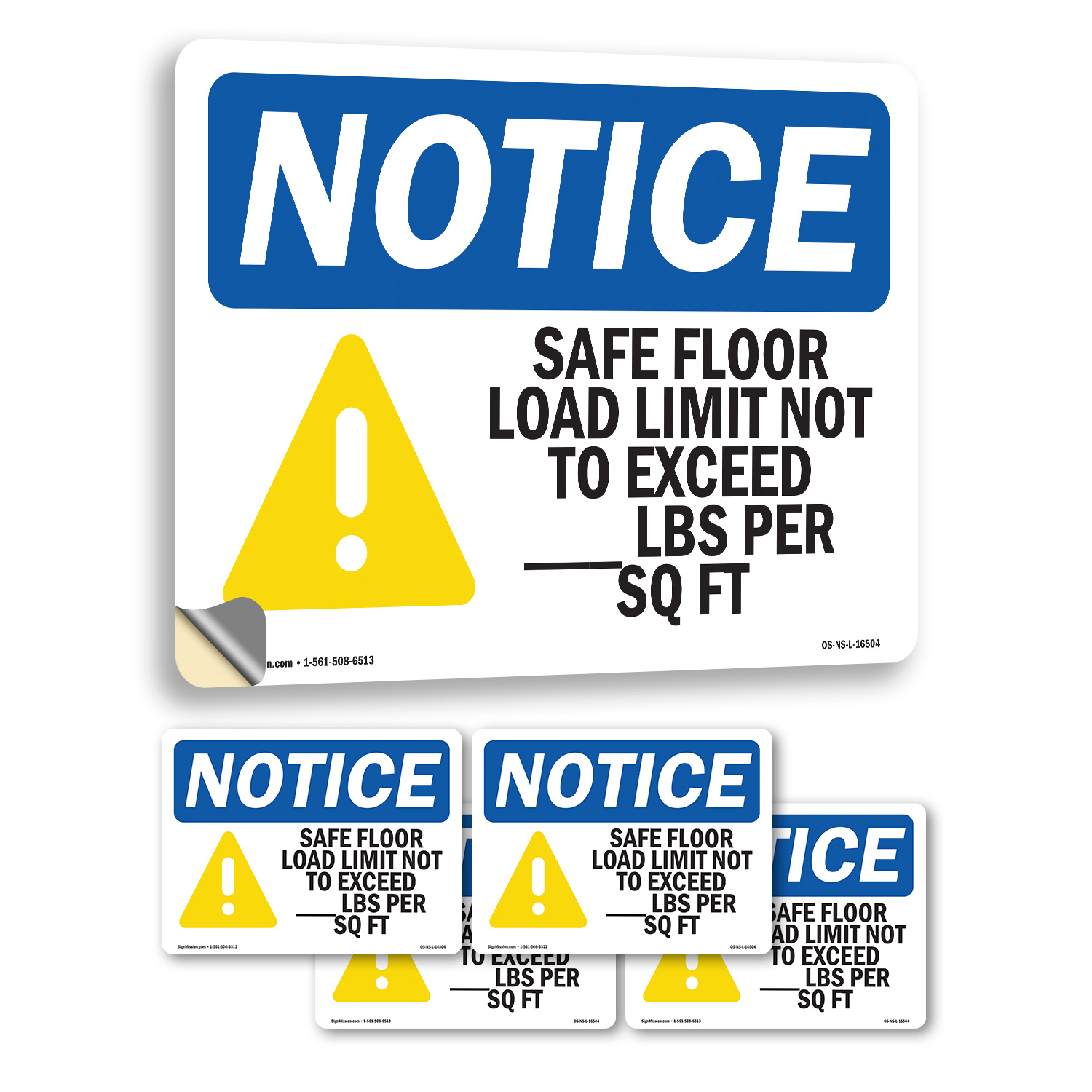 Safe Floor Load Limit Not To Exceed Custom OSHA Notice Vinyl Decal ...