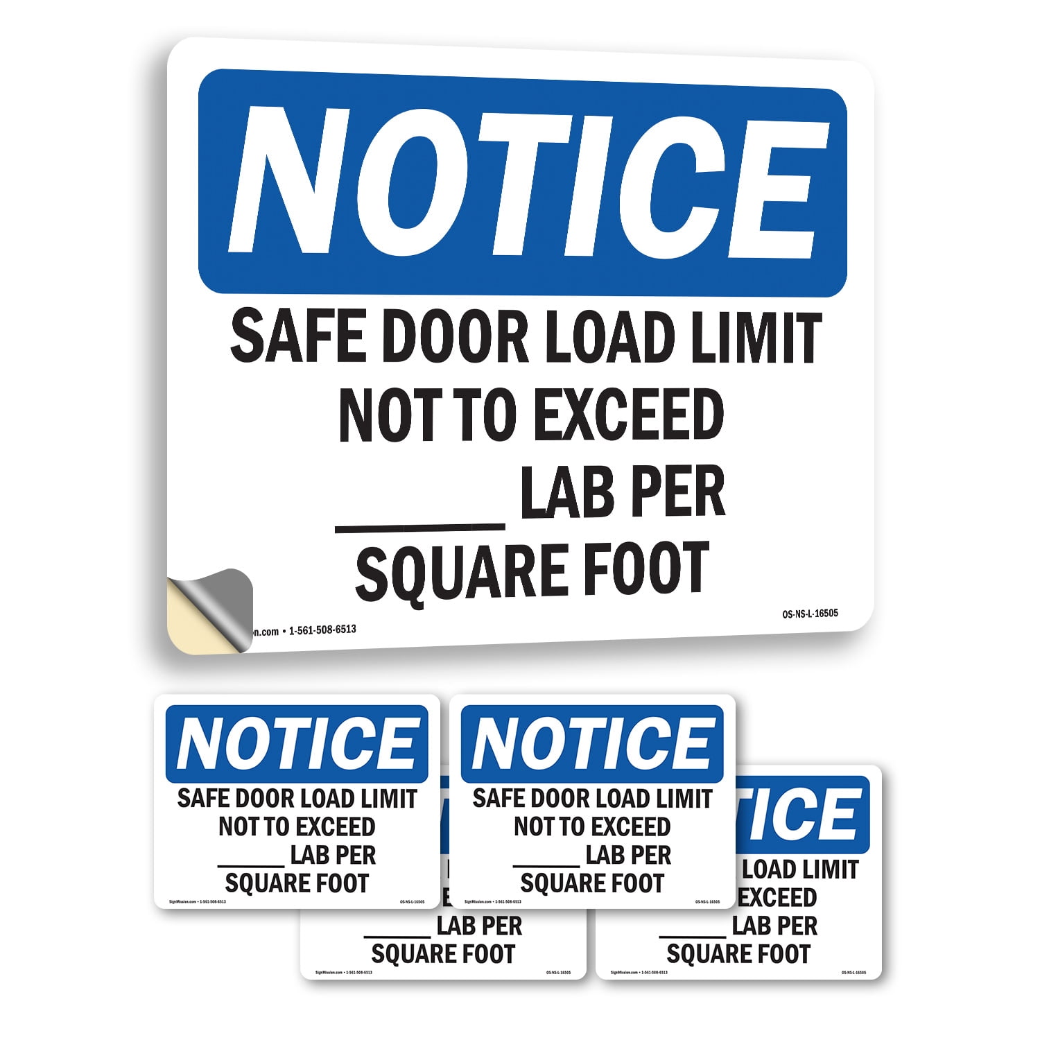 Safe Floor Load Limit Not To Exceed____Lbs OSHA Notice Vinyl Decal ...