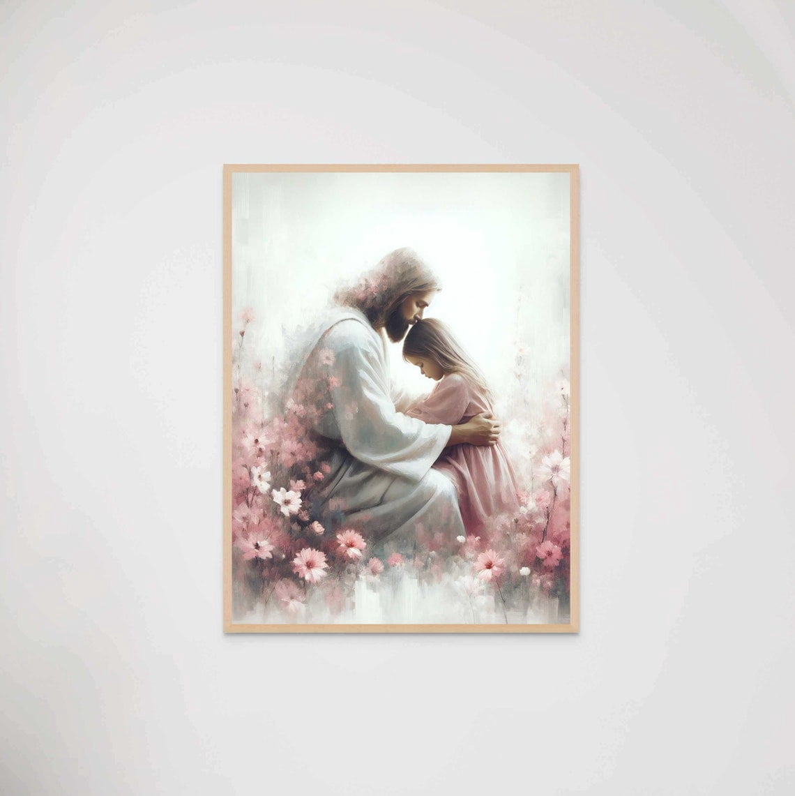 Safe Forever Christian Art Jesus Hugging Girl Bible Sketches Decor ...