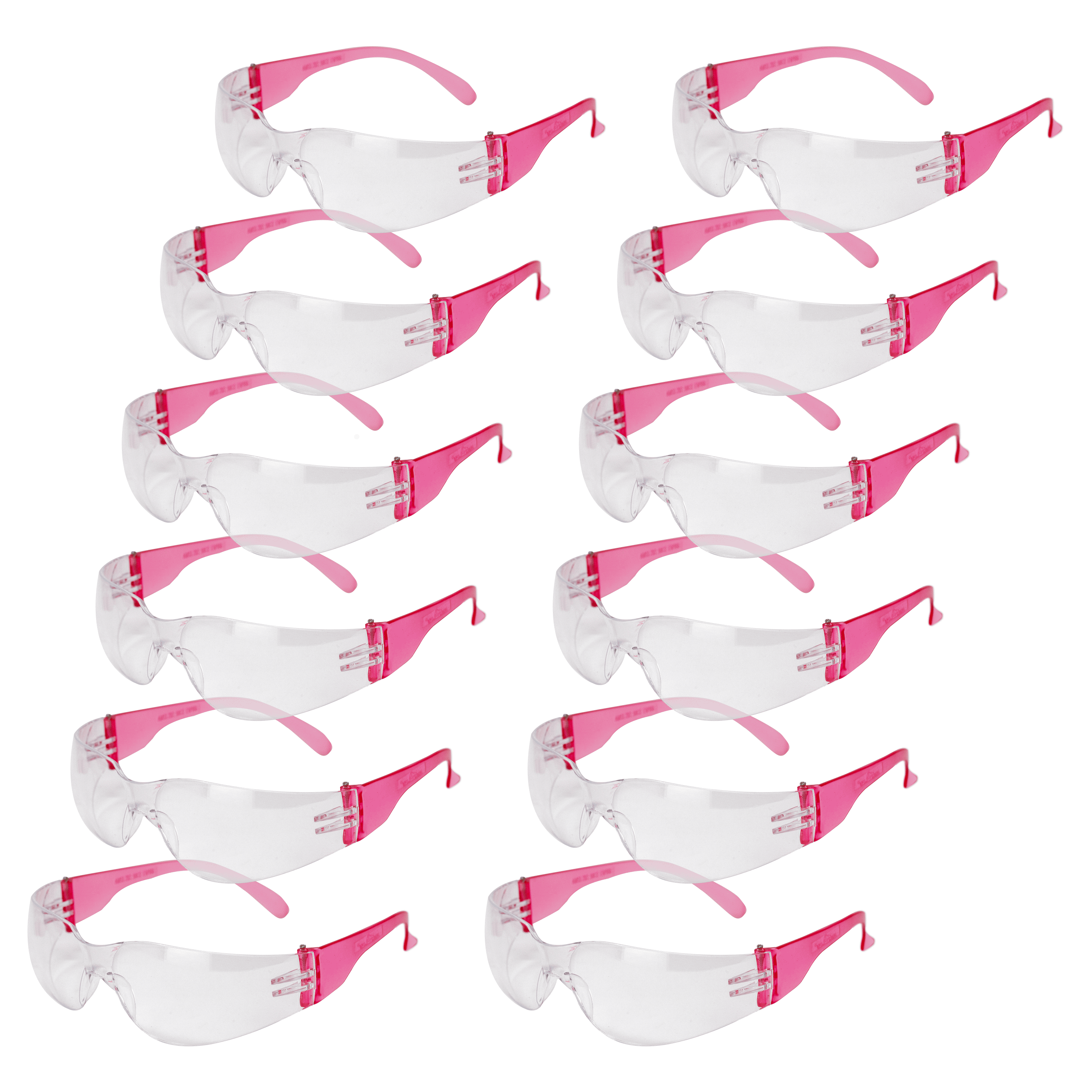 Safe Handler Clear Lens Pink Temple Safety Glasses, Fits Adult and ...