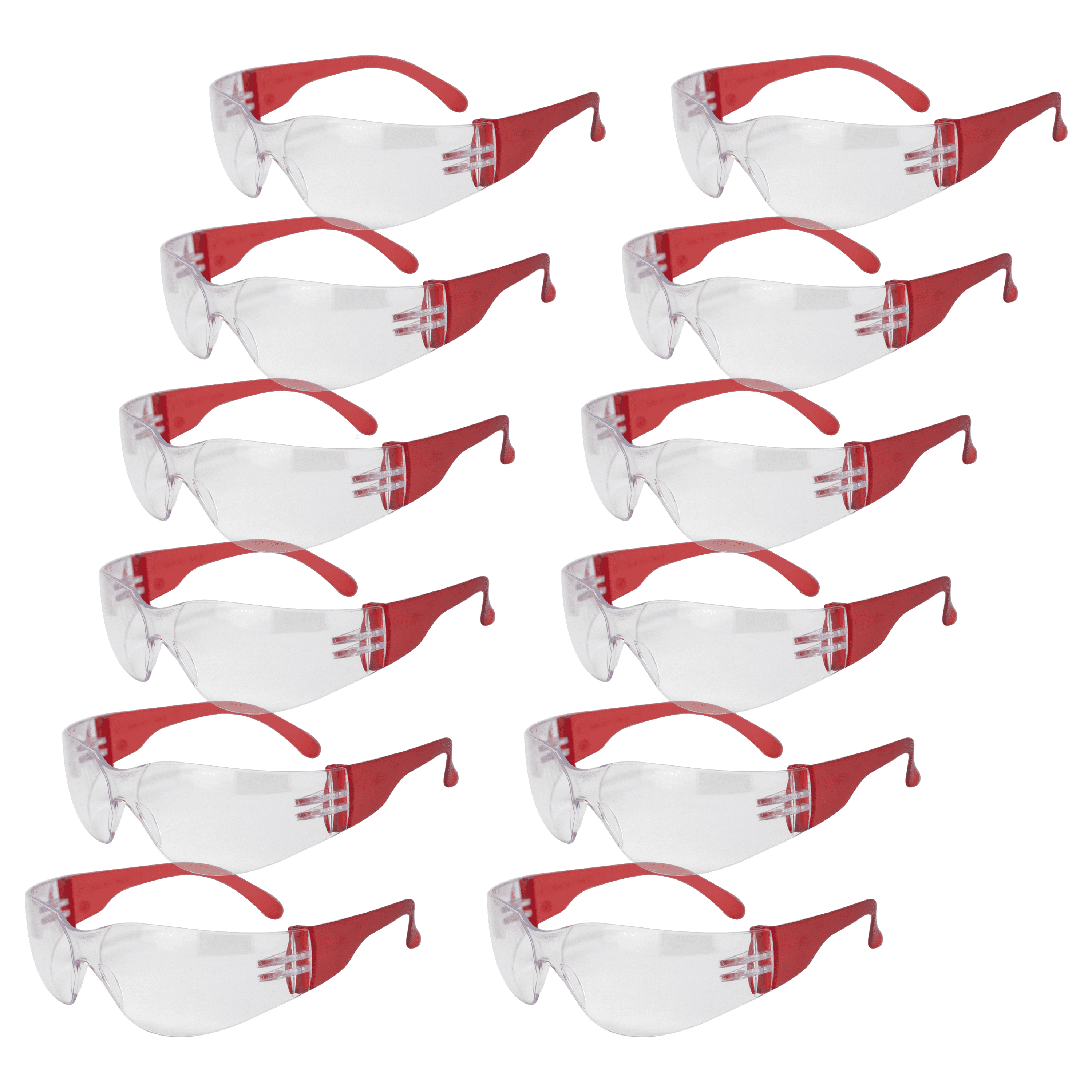 Safe Handler Clear Lens Red Temple Safety Glasses For Men/Women (Pack ...