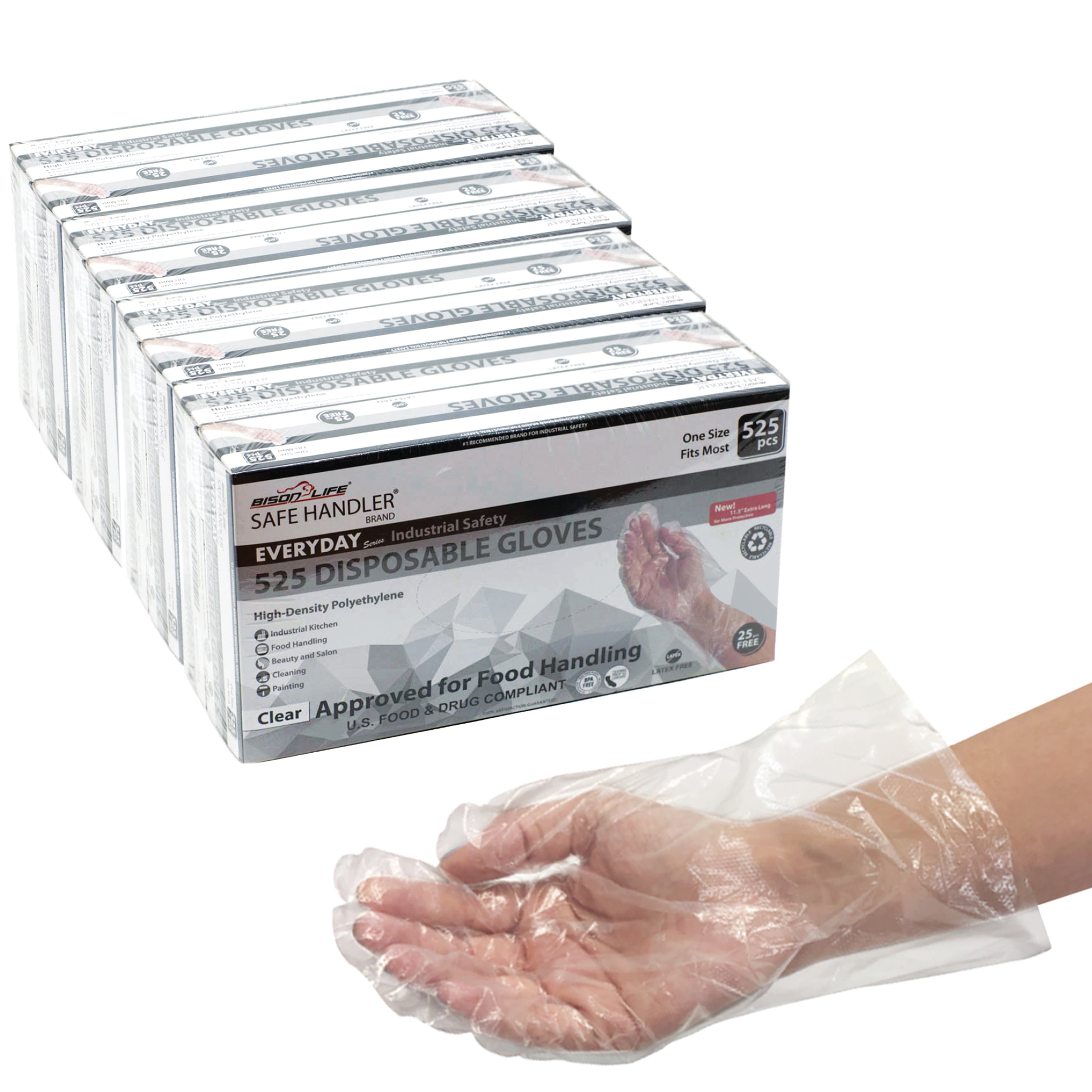 "SAFE HANDLER Bison Life Disposable Poly Food Prep Gloves, Cooking ...