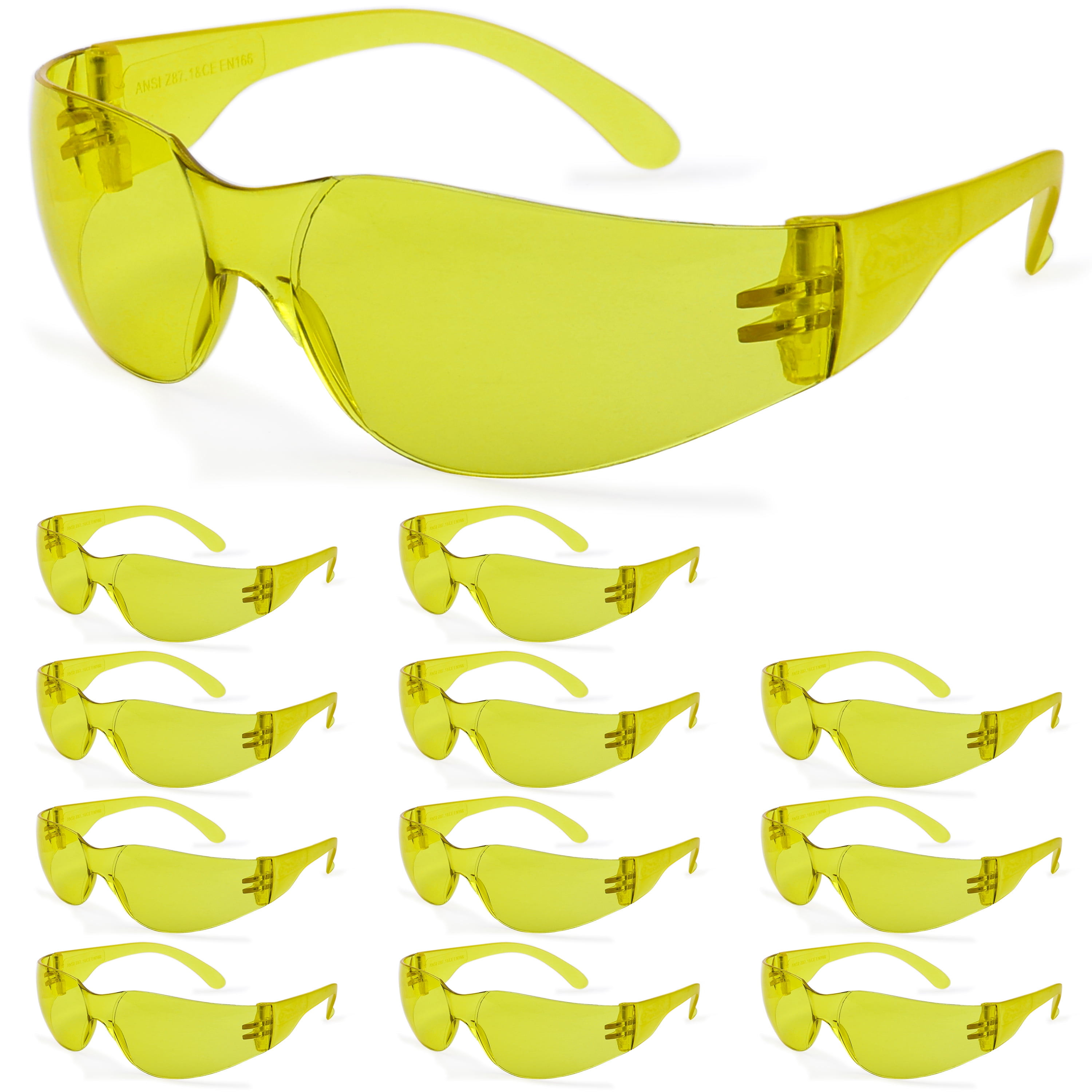 Safe Handler Full Color Yellow Safety Glasses For Men/Women (Box of 12 ...