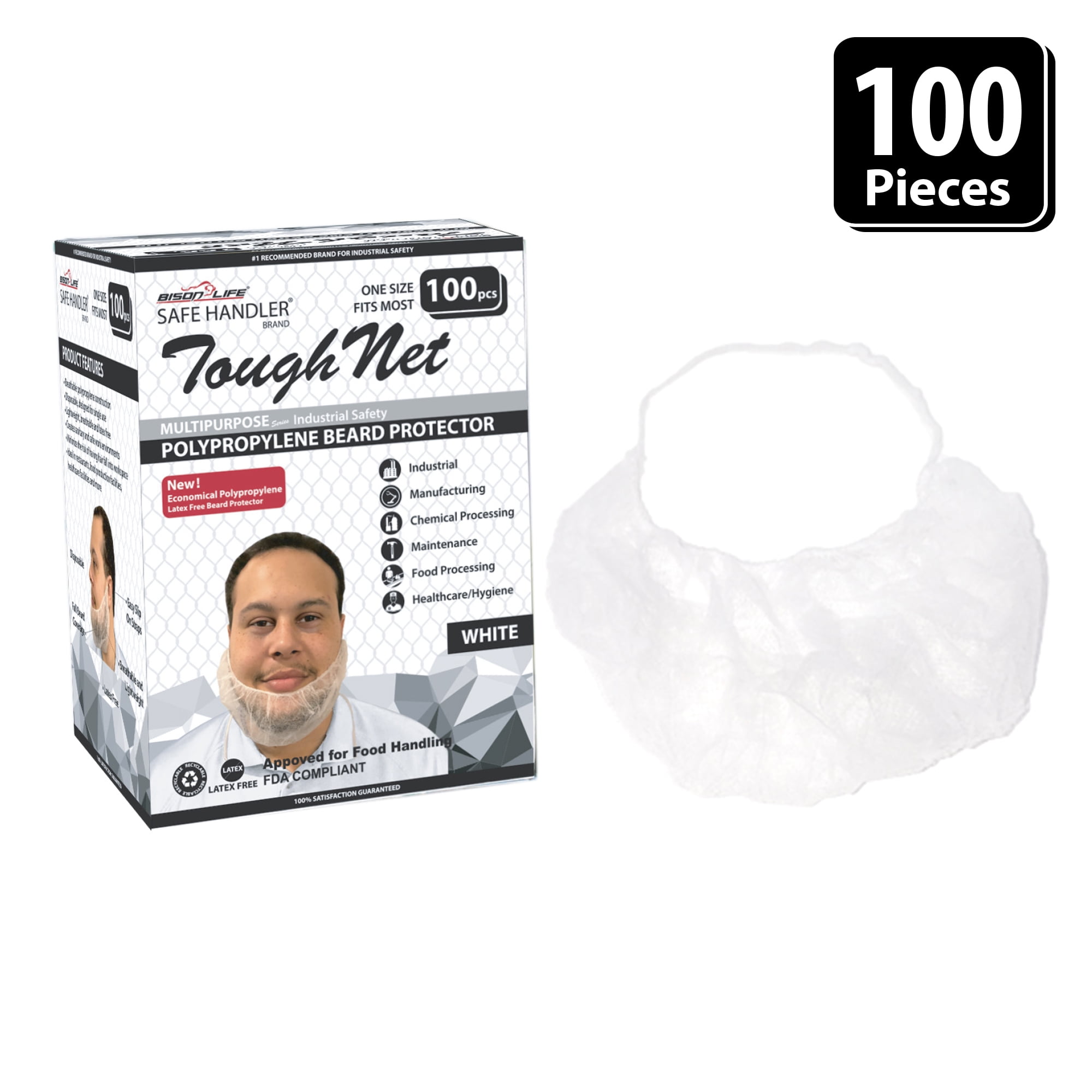 Safe Handler Tough Net Polypropylene Beard Protector Net, Non-woven, 18 ...