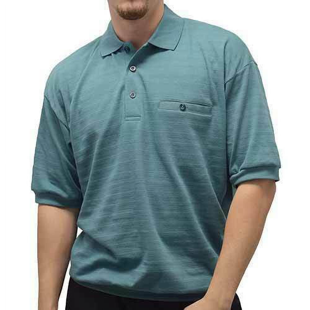 Safe Harbor Men's Jacquered Banded Bottom Short Sleeve Shirt In Sage ...