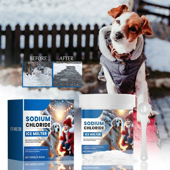 Safe Ice Melt for Pets & Concrete, Fast Acting Snow Salt, 100g Sidewalk ...