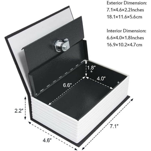 Safe Lock Box Book Vault Metal Fire Proof Secret Money Hidden Gun Cash ...