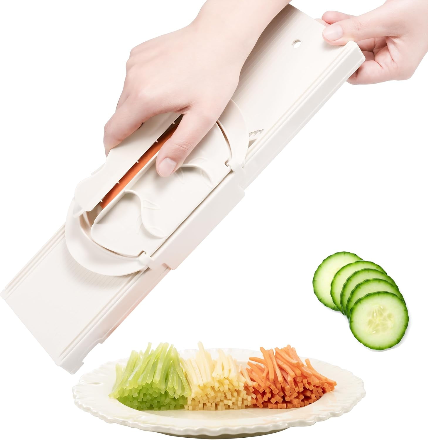 Safe Mandoline Slicer, 4 Sharp Stainless Steel Blades for Vegetable ...