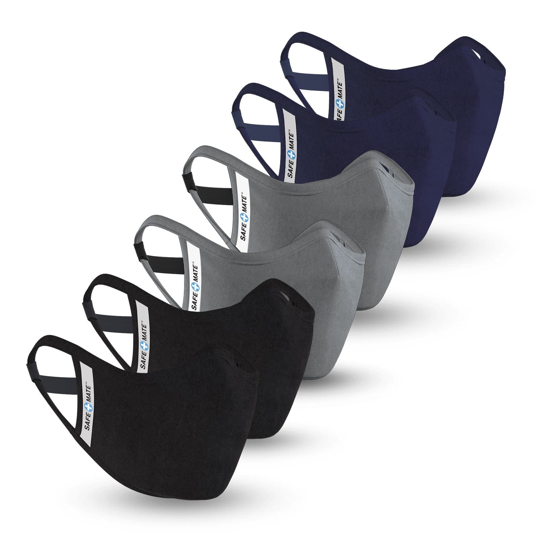 Safe+Mate Cloth Face Mask - Adult L/XL - Washable & Reusable [6 Pack ...