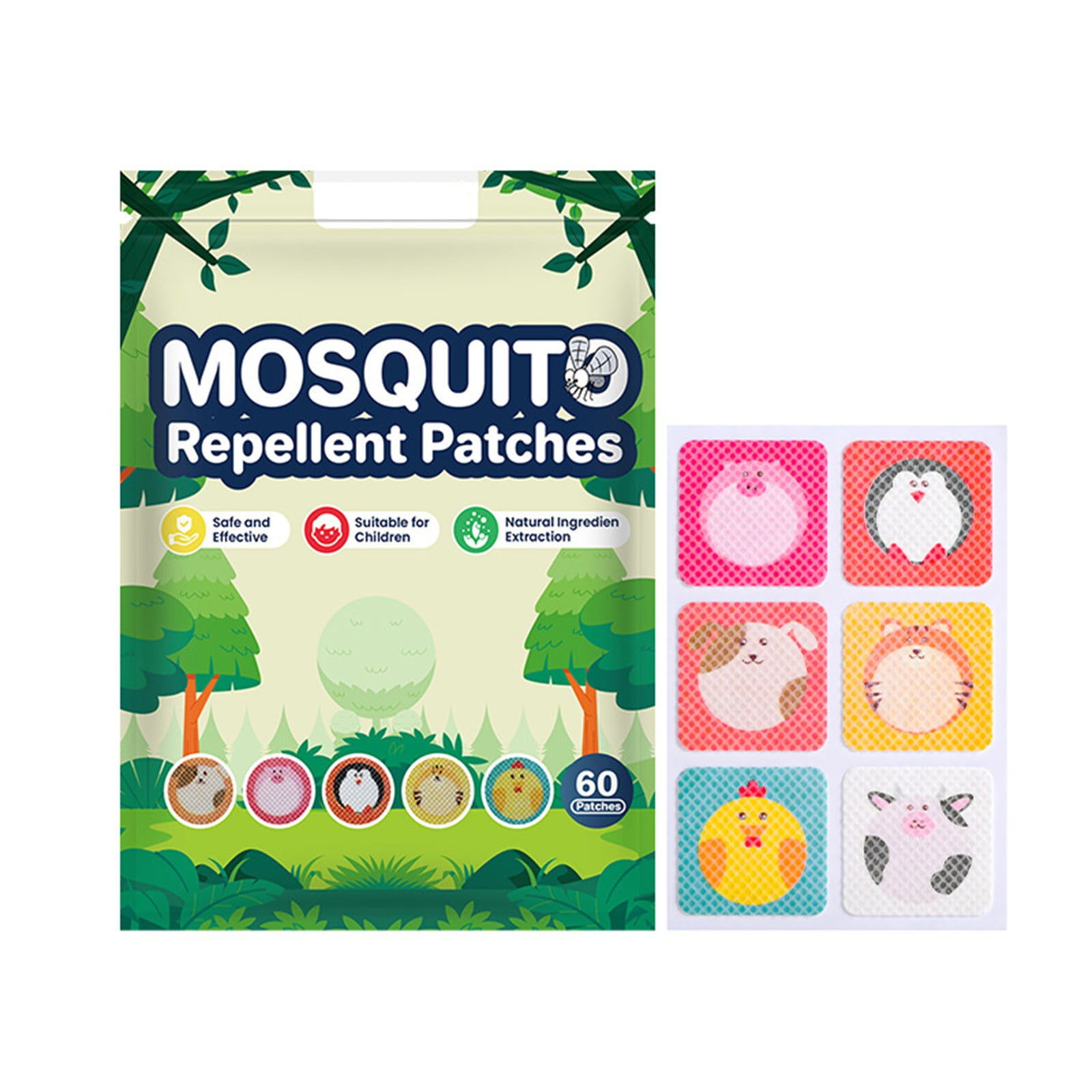 Safe Mosquito Repellent Stickers(60 Pack) for Outdoor Patio – DEET-Free ...