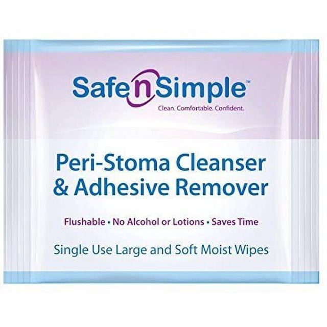 Safe N' Simple Peri-Stoma Adhesive Remover Wipe,No-Sting Cleanser-Pack ...