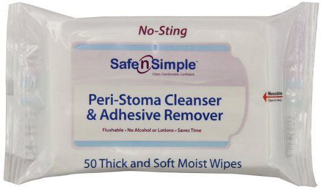 Safe N' Simple Peri-Stoma Adhesive Remover Wipes ''5 x 7 , 50 Count'' 8 ...