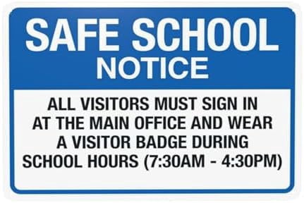Safe School Notice All Visitors Must Sign In At The Main Office And ...