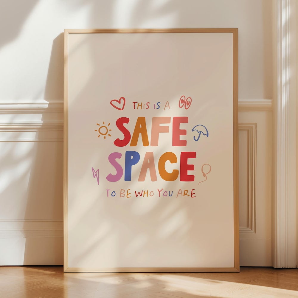 Safe Space Calming Corner Poster: Rainbow Classroom Decor UNFRAMED ...