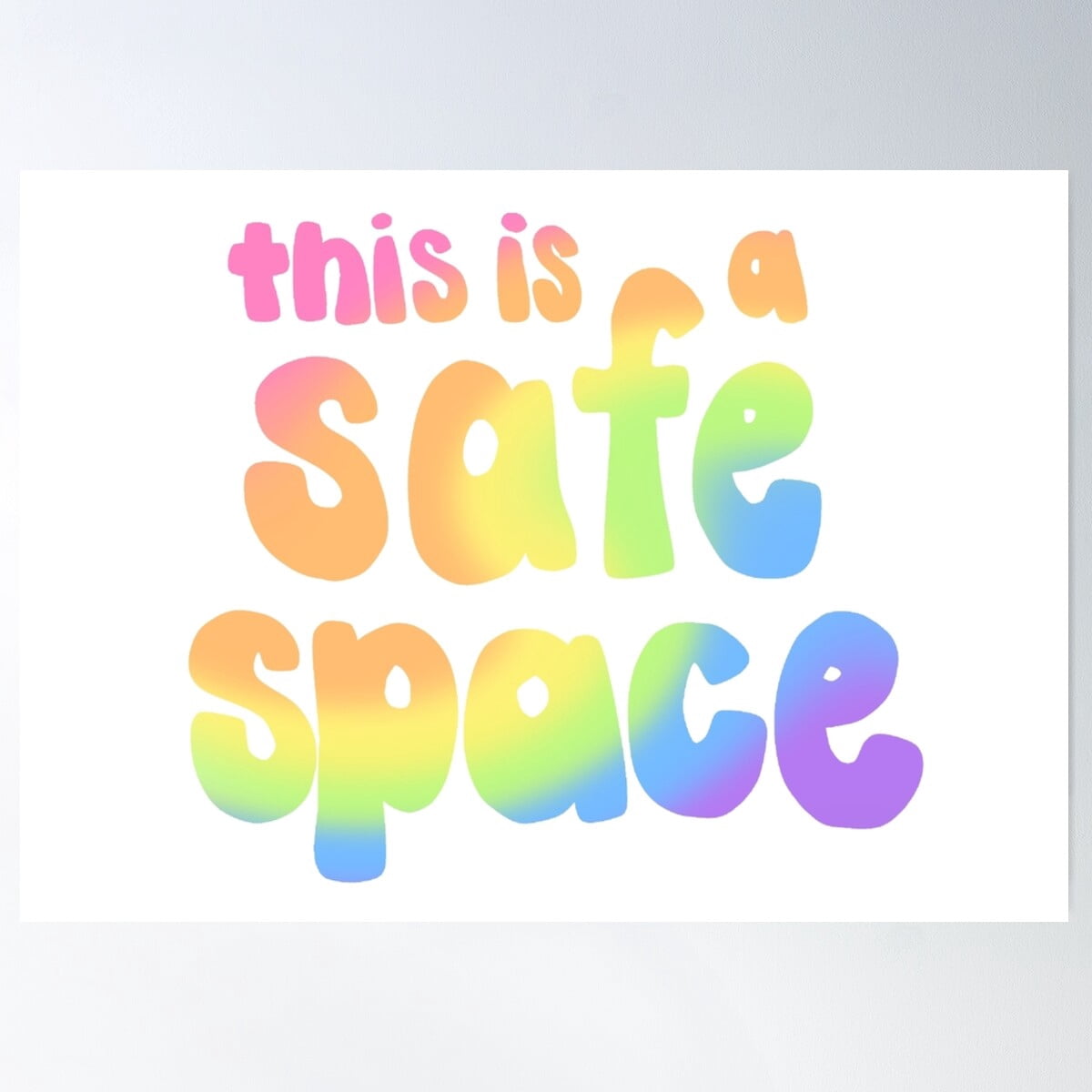 Safe Space | Rainbow Poster Wall Art, Modern Wall Decor For Living Room ...