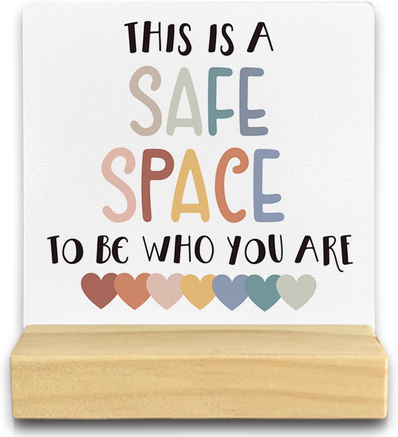 Safe Space Sign Desk Decor, Boho Classroom Wood Table Signs, Therapy ...