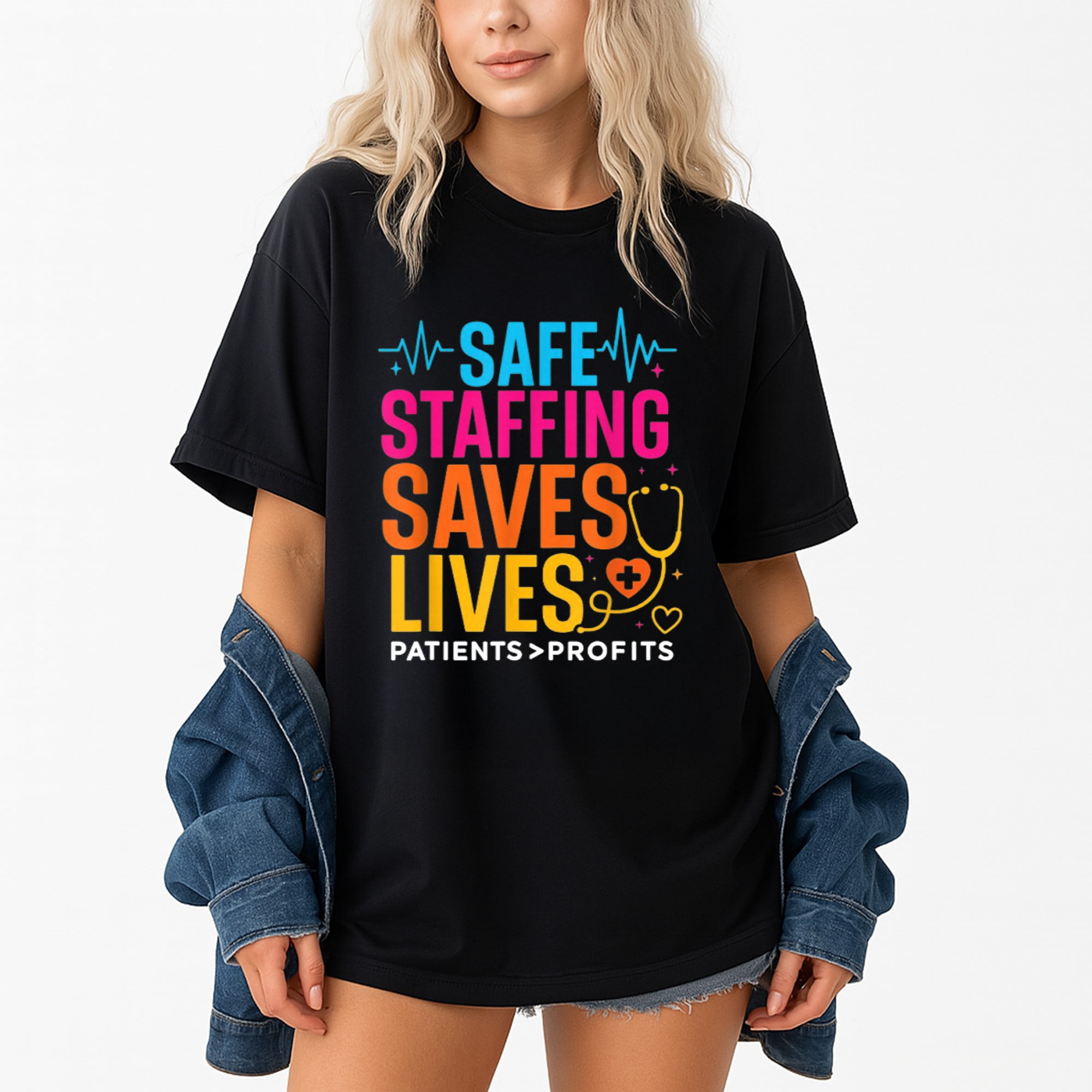 Safe Staffing Saves Lives Nurses March Nurse Strike Support – T-Shirt ...