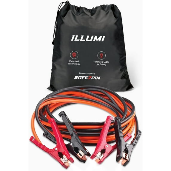Safe Start Illumi Heavy Duty Jumper Cables Kit - 12FT, 6GA Jump Cable ...