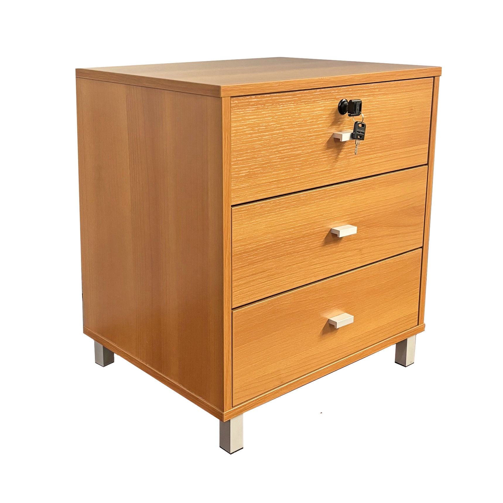 Safe Storage & Easy Mobility - Nightstand with Locking Drawer and 3/4 ...