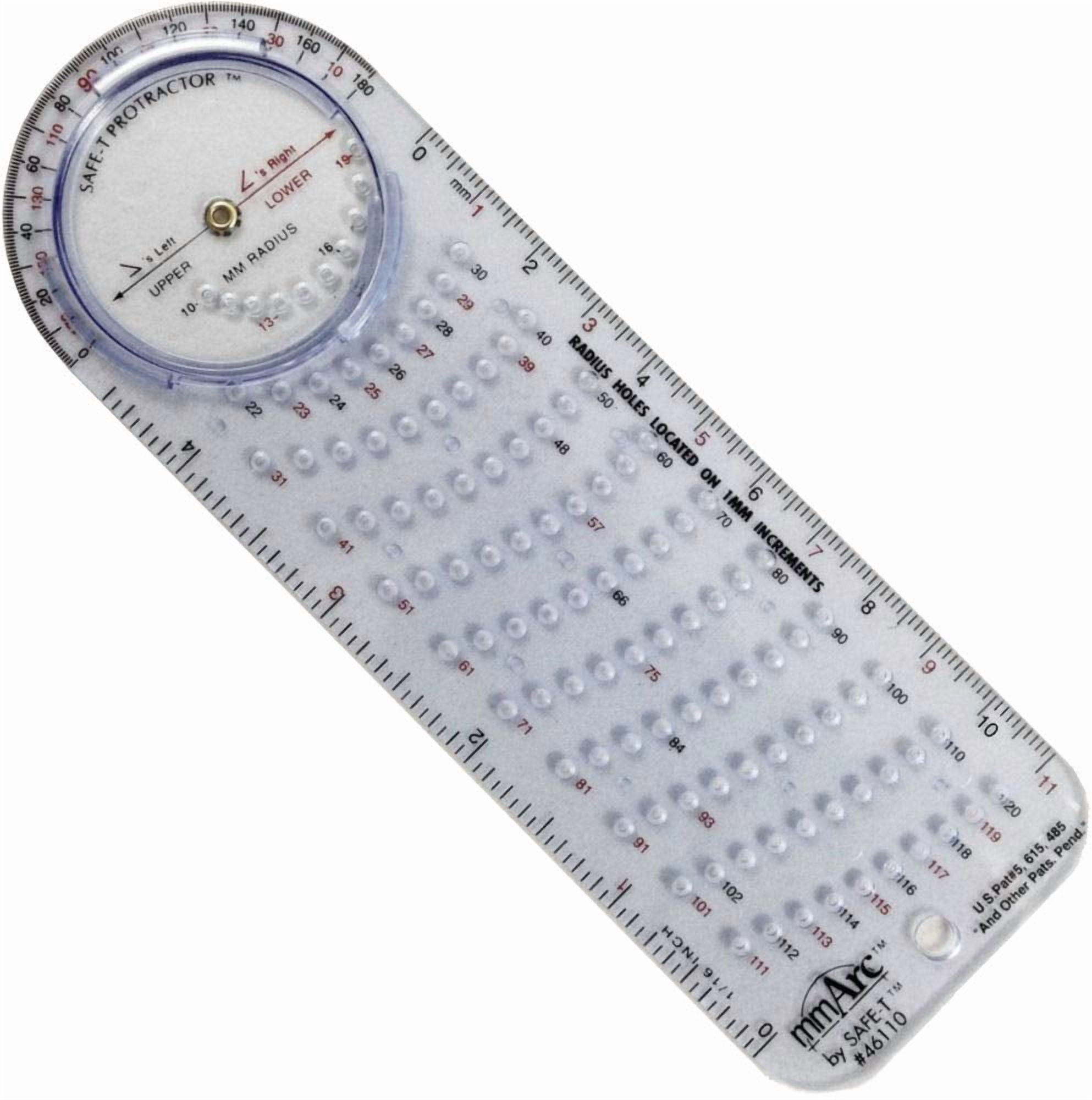 Safe-T 46110 mmArc Protractor Compass Plus, 15.8 cm Long, Clear Plastic ...