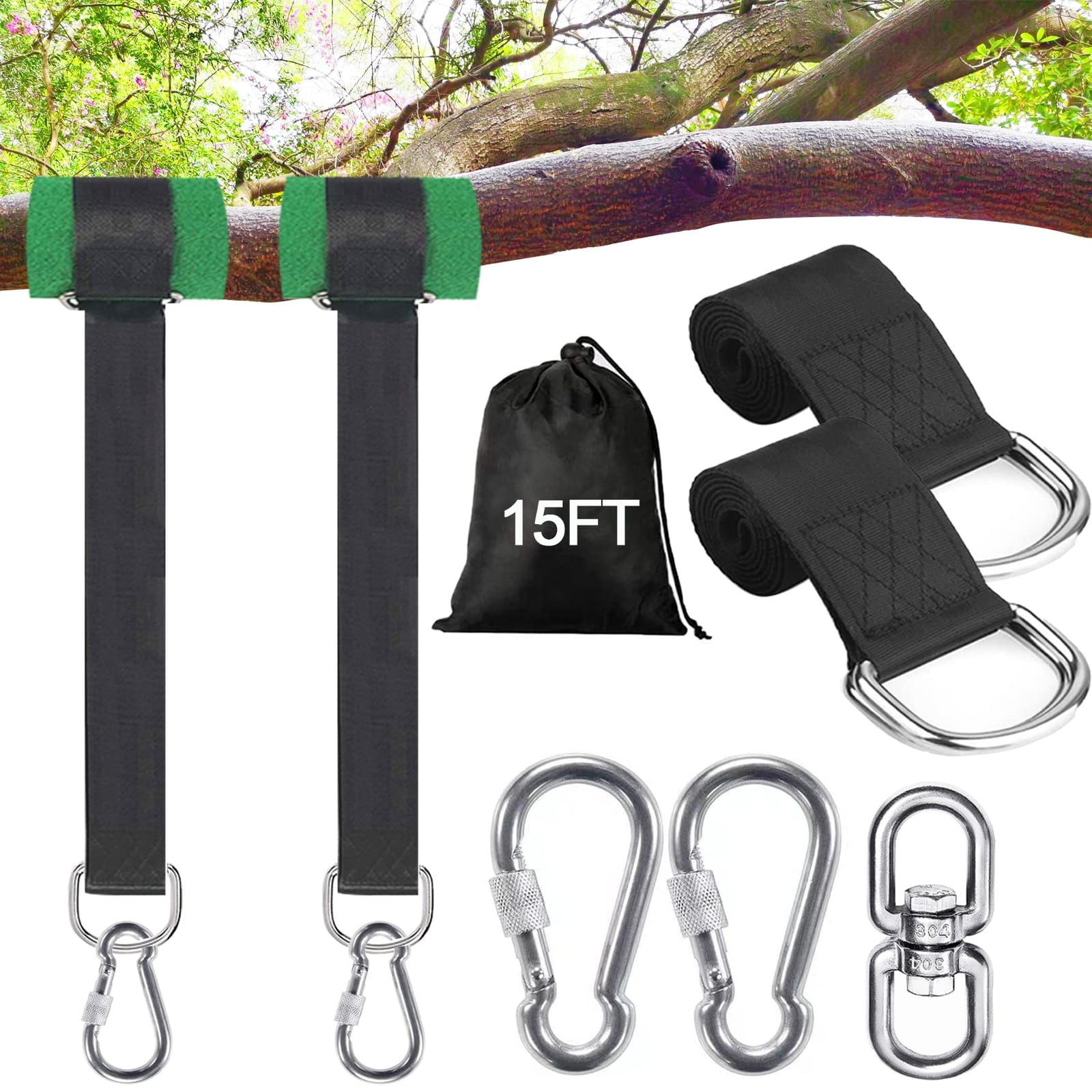 Safe Tree Swing Hanging Straps Kit 15FT Extra Long Adjustable Tree ...
