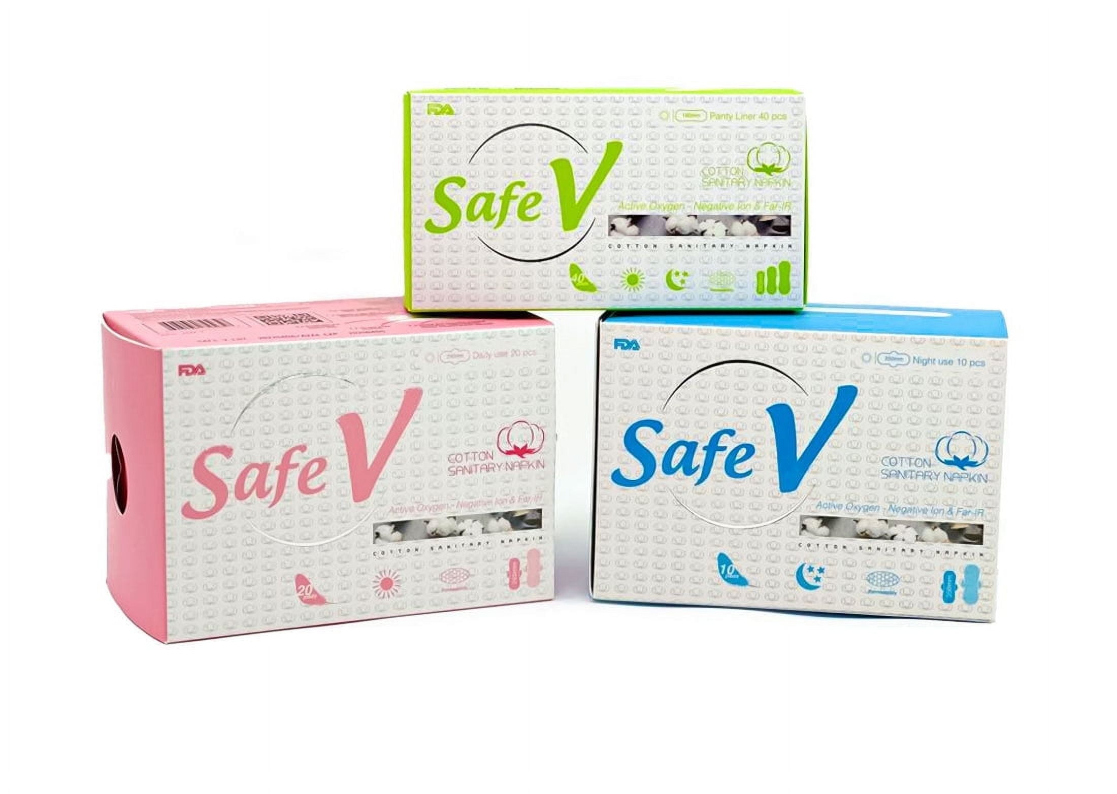 Safe V Sanitary Napkin 3 Pack Natural Cotton with Active Oxygen ...